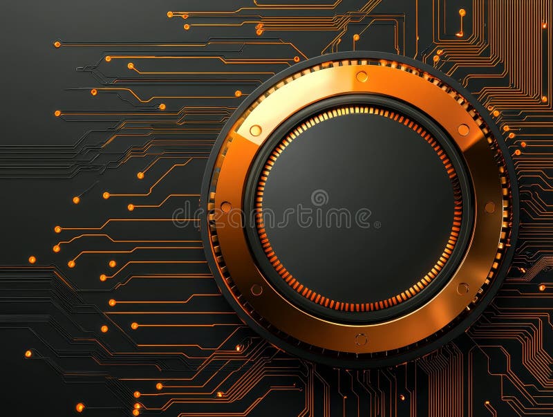 Gold Button on Circuit Board, a Closeup of Electronic Connectivity Gold ...