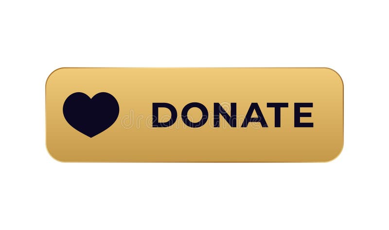 Gold Button with Heart Icon and Donate Text for Charitable ...