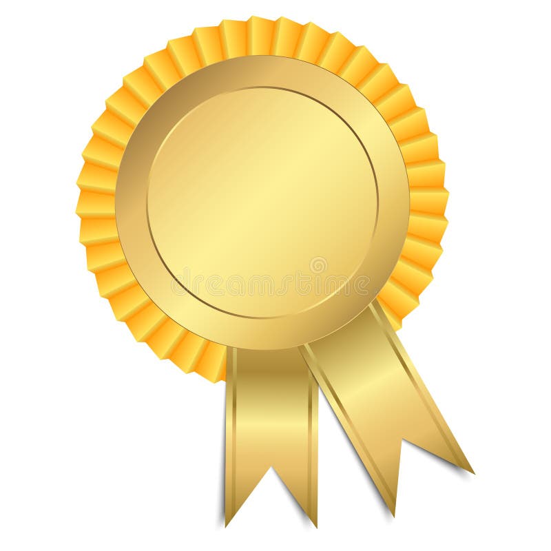 Gold button with ribbon stock vector. Illustration of competition ...