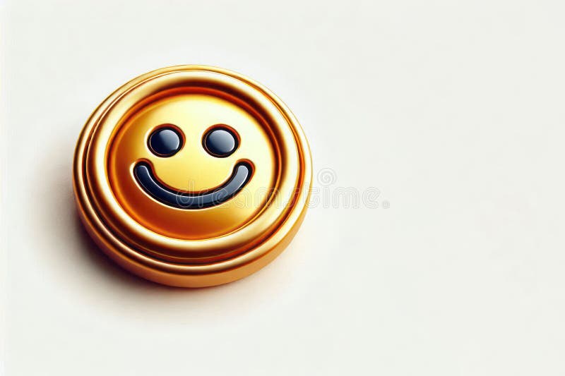 A Gold Button with a Smiley Face. Space for Text. Stock Illustration ...