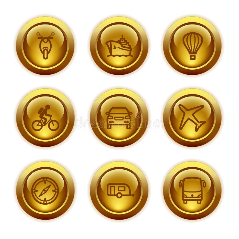 Gold Button Web Icons, Set 20 Stock Vector - Illustration of button ...