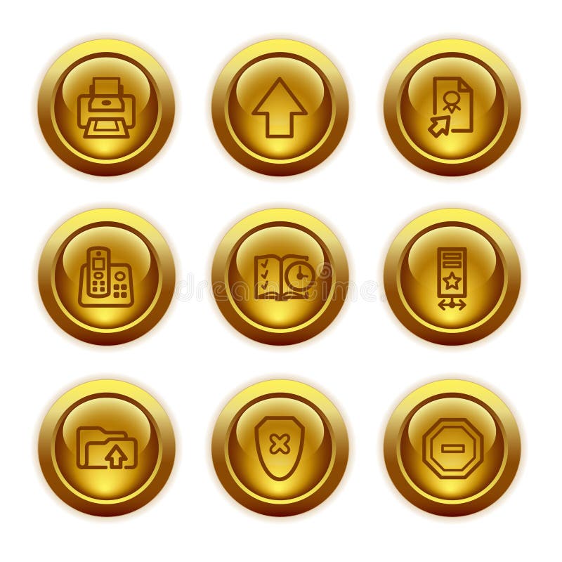 Gold Button Web Icons, Set 3 Stock Vector - Illustration of internet ...