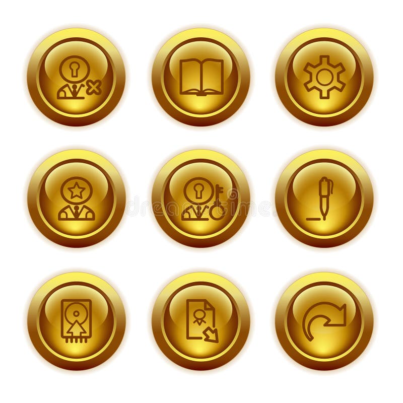 Gold Button Web Icons, Set 3 Stock Vector - Illustration of internet ...