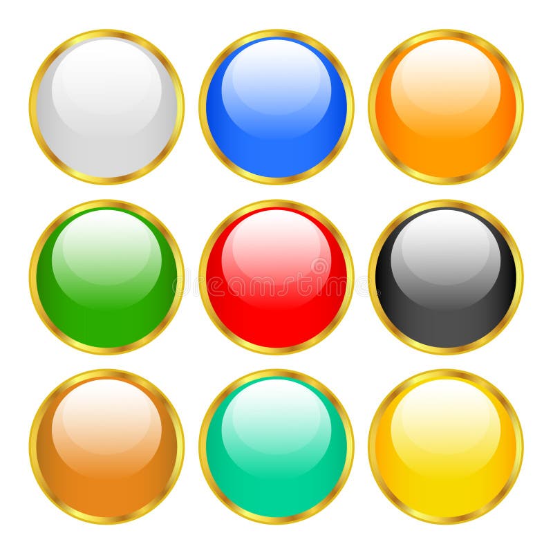 Set of Red Green Yellow Metal Buttons Stock Illustration - Illustration ...