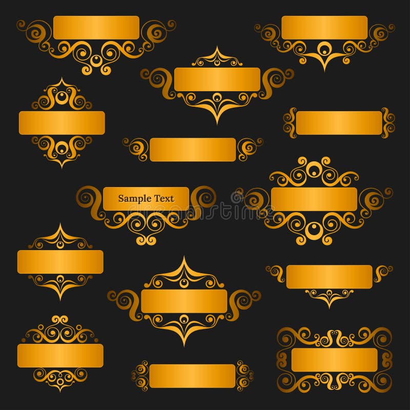 Gold Buttons with Ornamental Gold Frame. Stock Vector - Illustration of ...