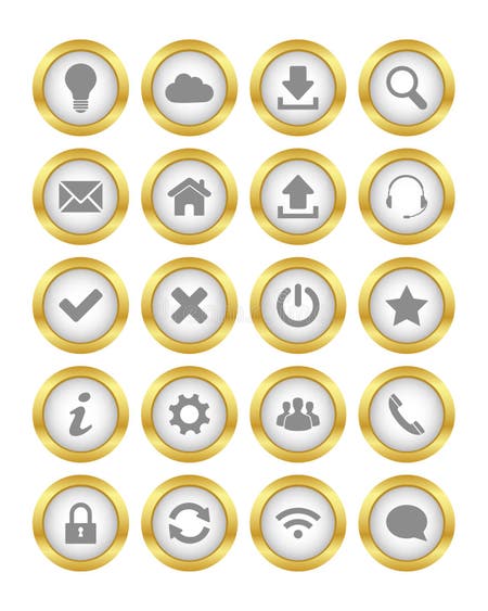 Gold buttons stock vector. Illustration of icons, circle - 51785914