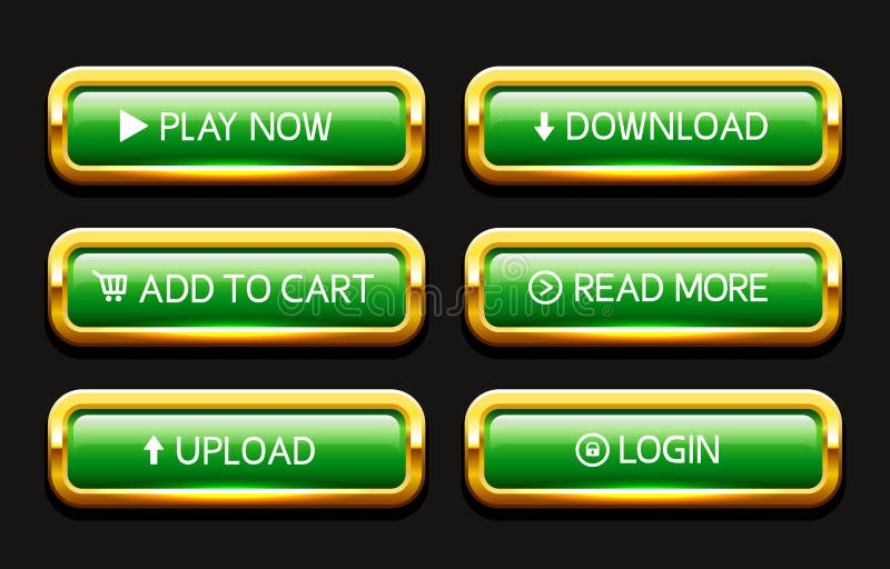 Gold Buttons for Website. Luxury Buttons for Web Design. Vector Set ...