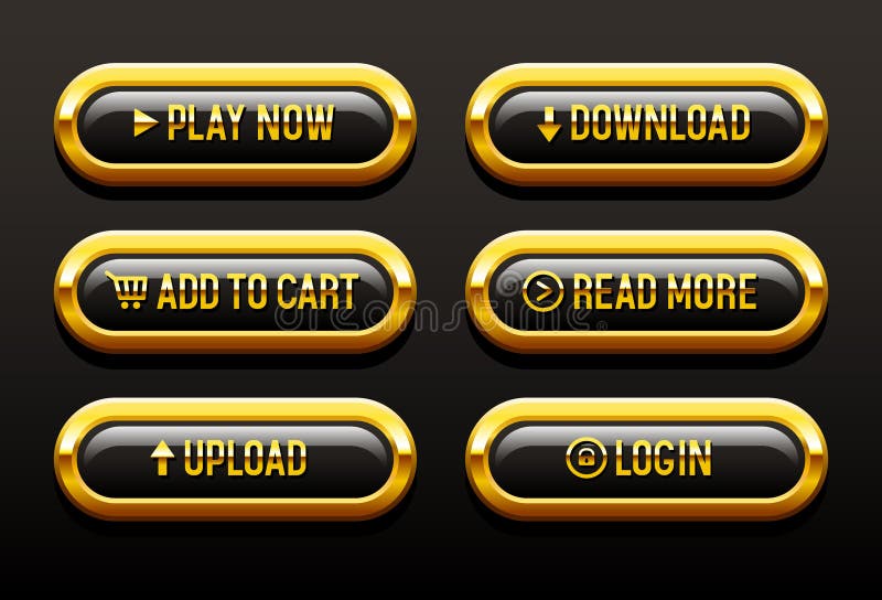 Gold Buttons for Website. Luxury Buttons for Web Design. Vector Set ...