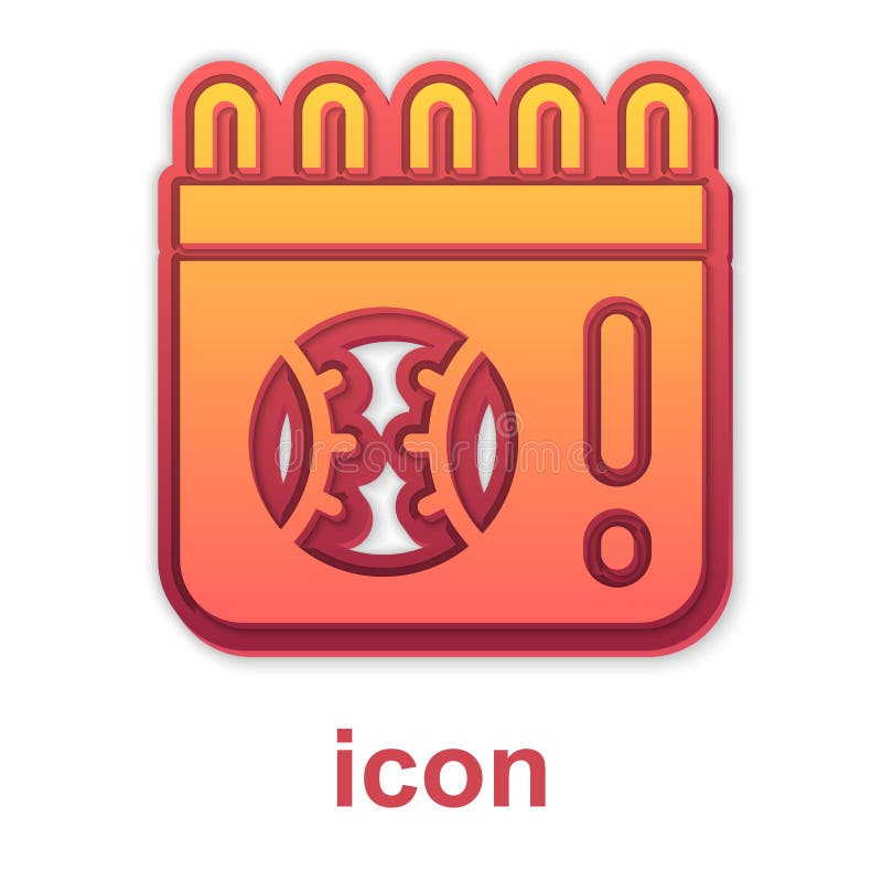 Gold Calendar with Baseball Game Icon Isolated on White Background ...