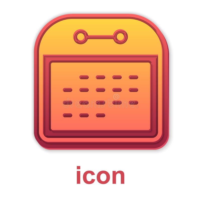 Gold Calendar Icon Isolated on White Background. Event Reminder Symbol ...