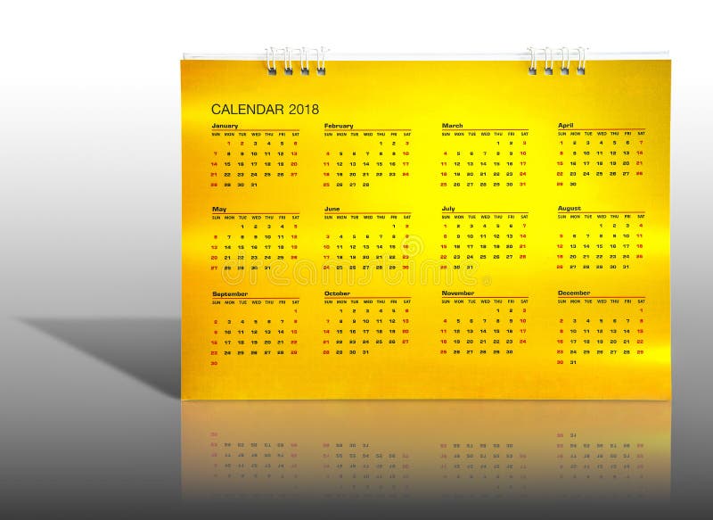 Gold calendar 2018 stock image. Image of office, calendar - 102195679