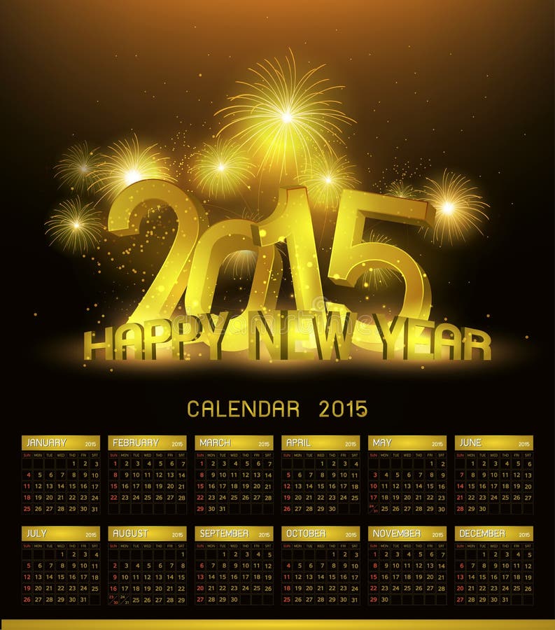 Gold calendar 2015 stock illustration. Illustration of special - 47776368