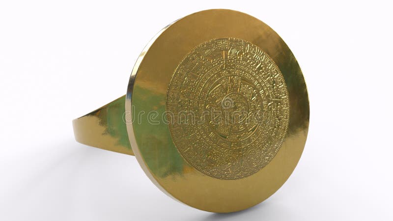 Gold Calendar Ring with White Background Stock Illustration ...