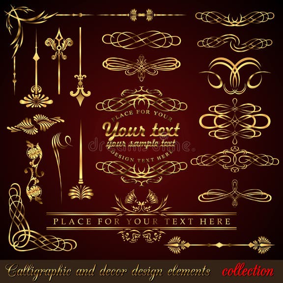 Gold Calligraphic Design Elements Stock Vector - Illustration of ...