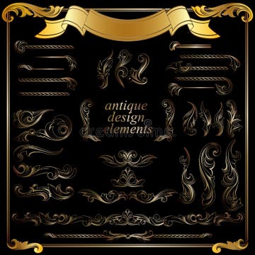 Gold Calligraphic Design Elements, Decoration Stock Vector ...