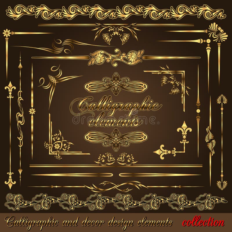 Gold Calligraphic Design Elements Stock Vector - Illustration of ...
