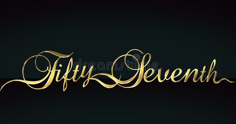 Fifty-seventh in Gold Lettering Stock Image - Illustration of yellow ...