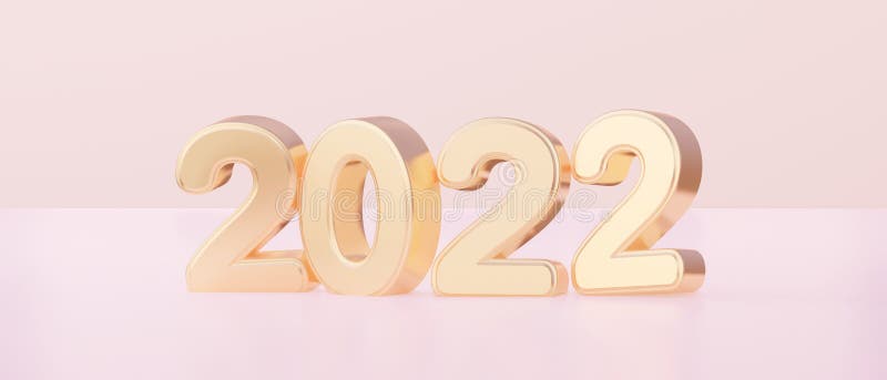 Gold 2022 Calligraphy with 3d Numbers. 3d Rendering Stock Illustration ...