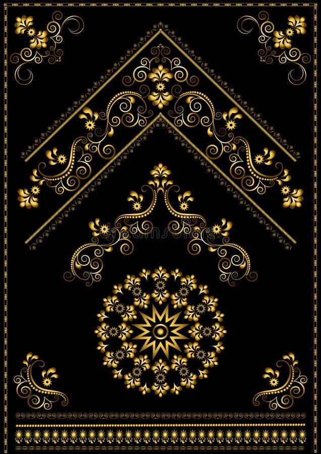 Luxury Gold Frame With Borders From A Calligraphy Pattern With Curved ...