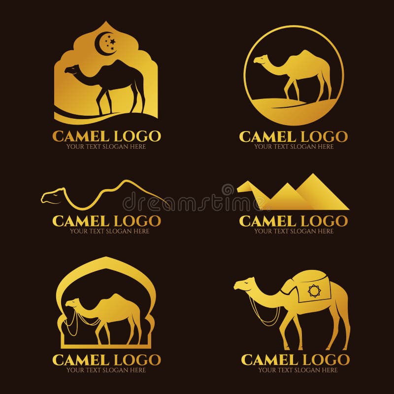 Gold Camel Logo and Sign Vector Set Design Stock Vector - Illustration ...