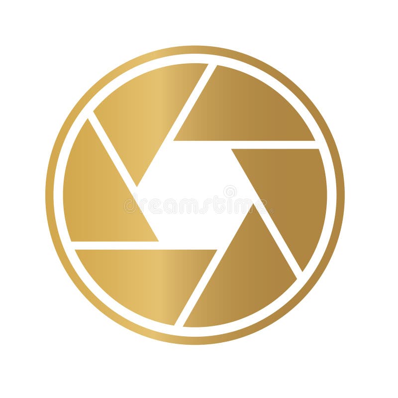 Gold camera shutter icon stock vector. Illustration of shine - 161452712