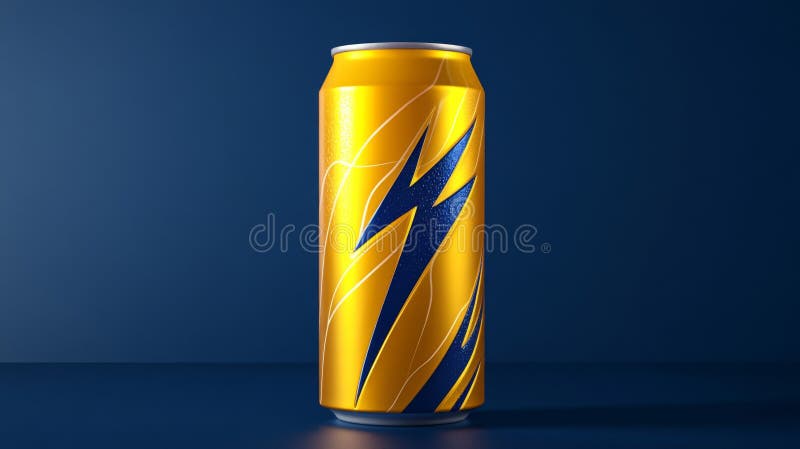 Gold Can with Blue Lightning Bolt Graphic Stock Illustration ...