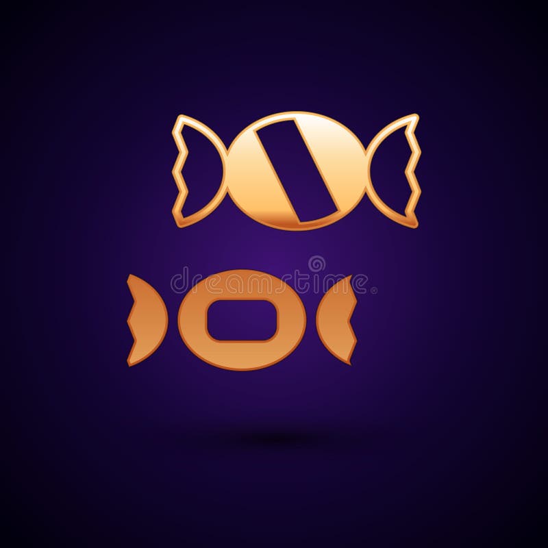 Gold Candy Icon Isolated on Black Background. Vector Stock Vector ...