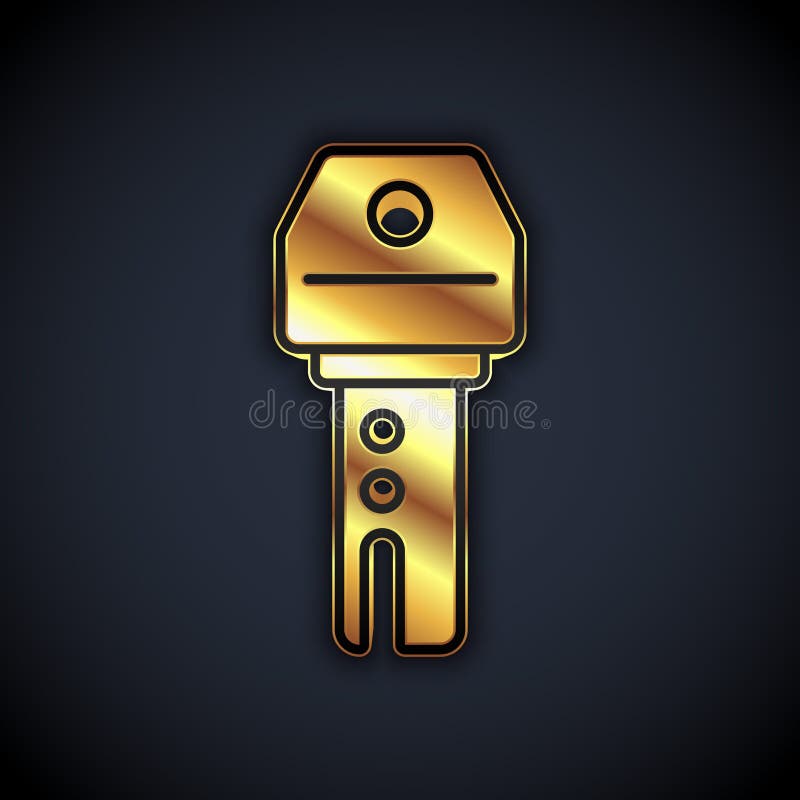 Gold Car Key with Remote Icon Isolated on Black Background. Car Key and ...