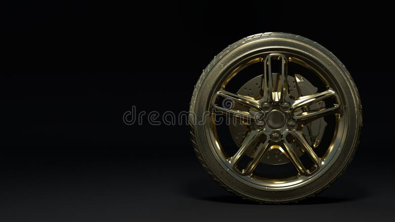 Gold Car Wheels and Alloy Wheels Stock Illustration - Illustration of ...