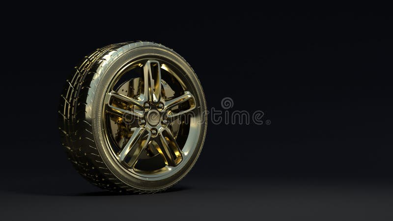 Gold Car Wheels and Alloy Wheels Stock Illustration - Illustration of ...