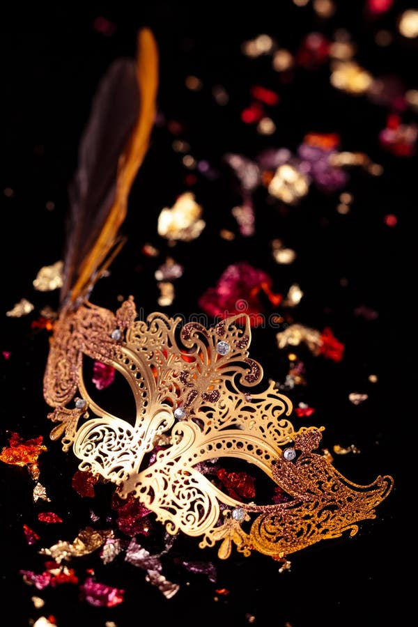 Gold carnival mask. stock image. Image of festival, gold - 85364257