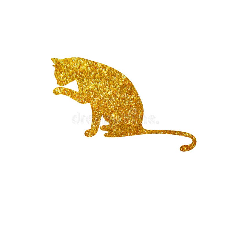 Gold Cat with Glitter, Silhouette, , Vector Illustration Stock Vector ...