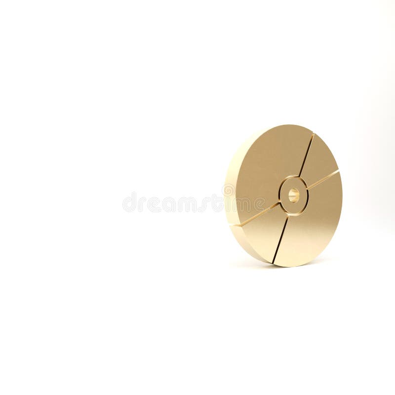 Gold CD or DVD Disk Icon Isolated on White Background. Compact Disc ...