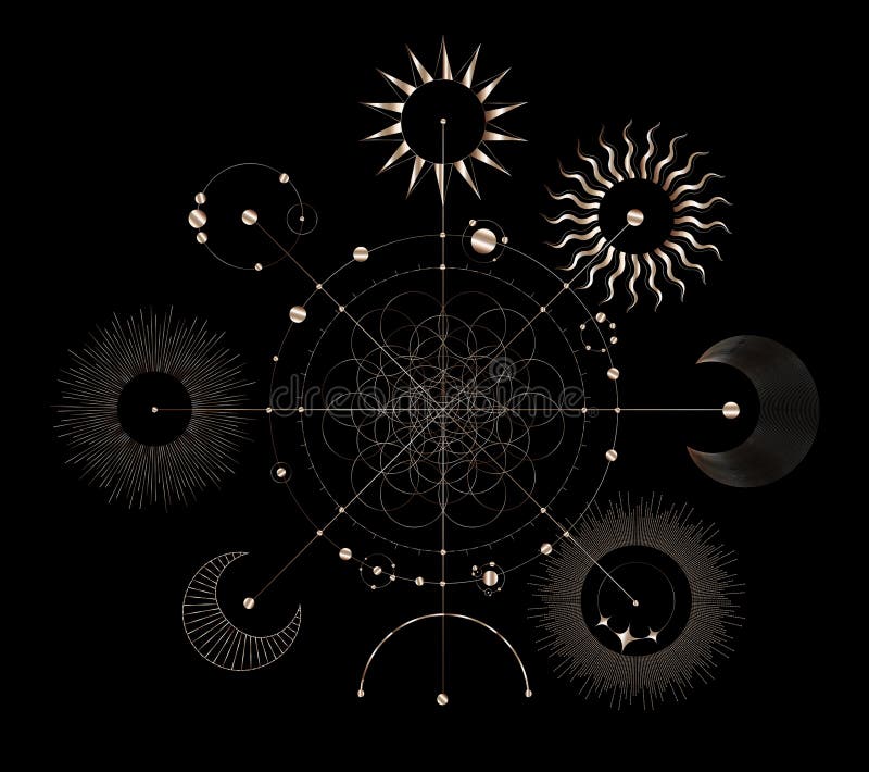 Gold Celestial Art - Visualization of Sacred Geometry Vector Templates ...
