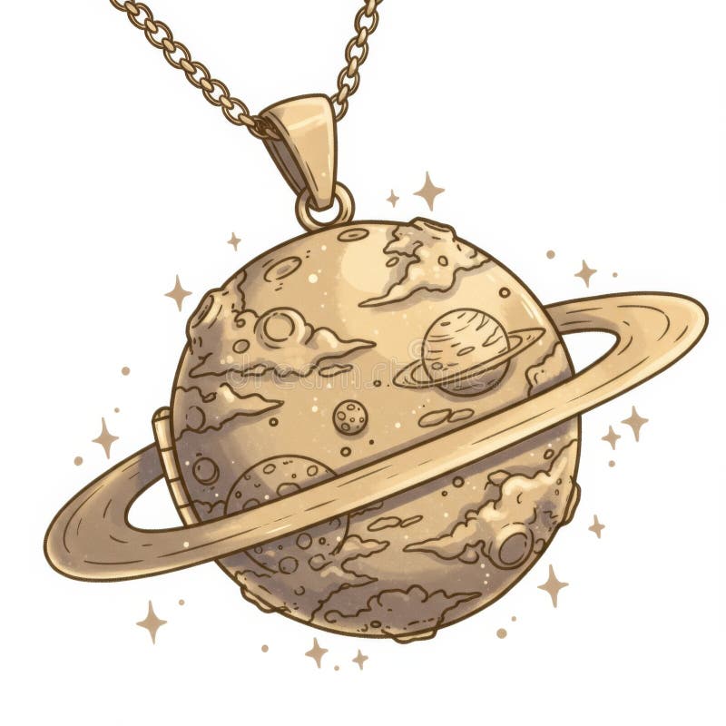 Gold Celestial Planet Pendant Necklace Stock Illustration ...