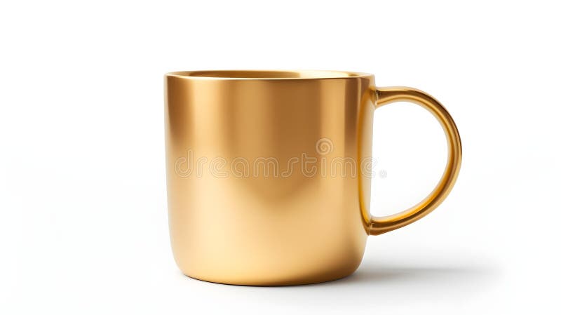 Gold Ceramic Mug on a White Background. Mockup Template with Copy Space ...