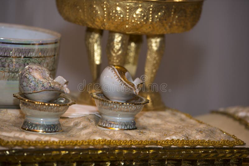 Gold Ceramic Thailand Style Stock Photo - Image of thai, collection ...