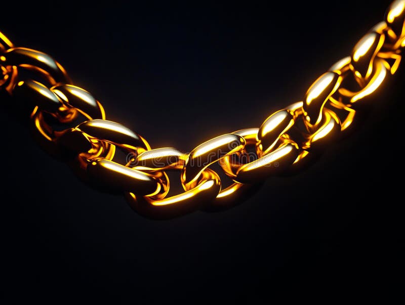 A Gold Chain on a Black Background Stock Photo - Image of intricate ...
