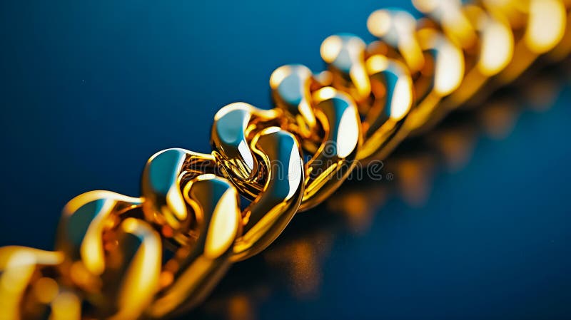 A Gold Chain on a Blue Background Stock Illustration - Illustration of ...