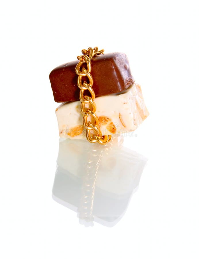 Gold Chain and Chocolate Candy Stock Photo - Image of delicious ...