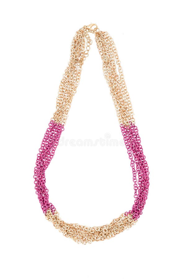 Gold Chain with Color Inserts Isolated on White Stock Photo - Image of ...