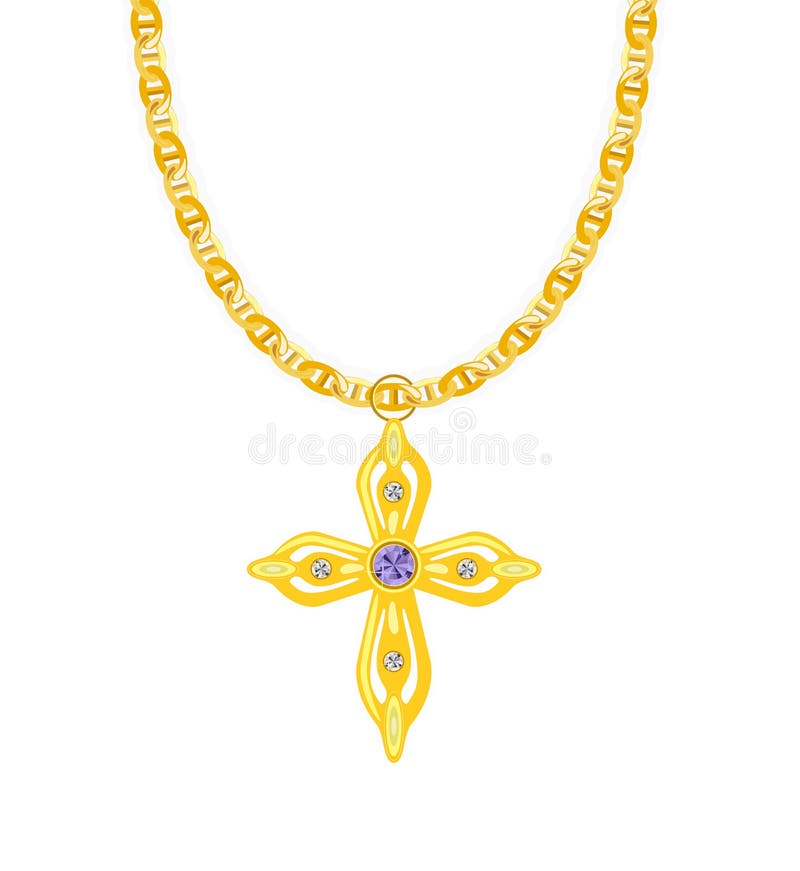 Gold Chain with Cross with Diamond. Vector Stock Vector - Illustration ...