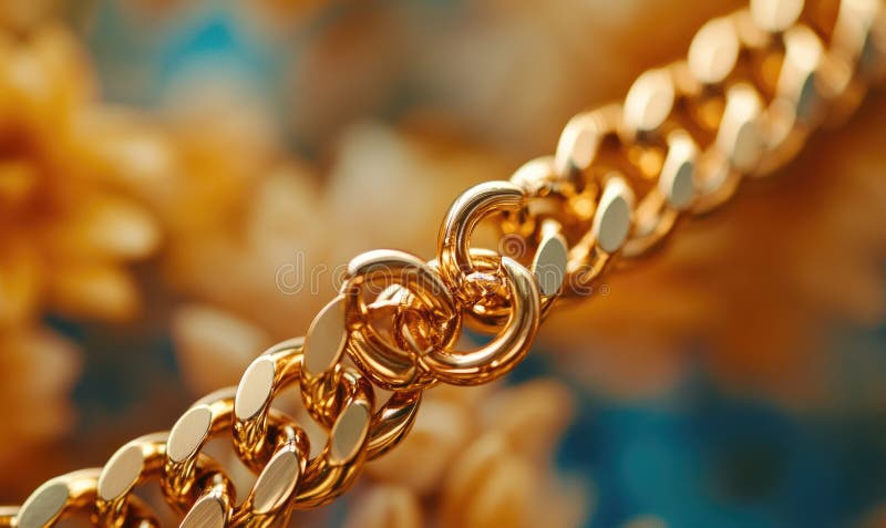 A Gold Chain with a Flower Design on it Stock Illustration ...