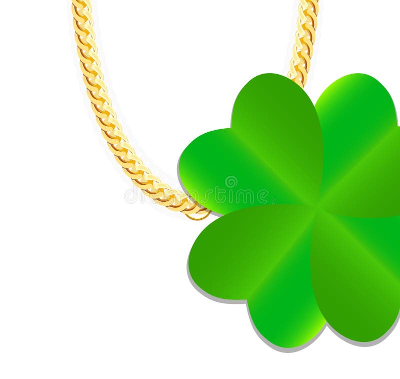 Gold Chain Jewelry Whith Green Four-leaf Clover Stock Vector ...