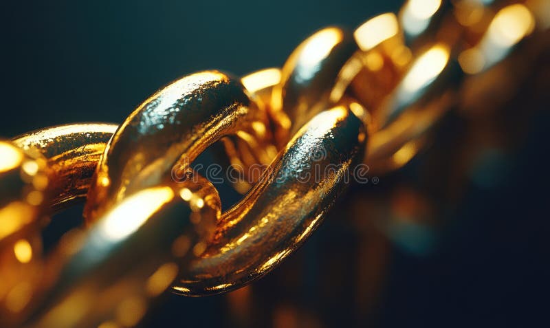 A Gold Chain with a Link that is Slightly Bent Stock Illustration ...