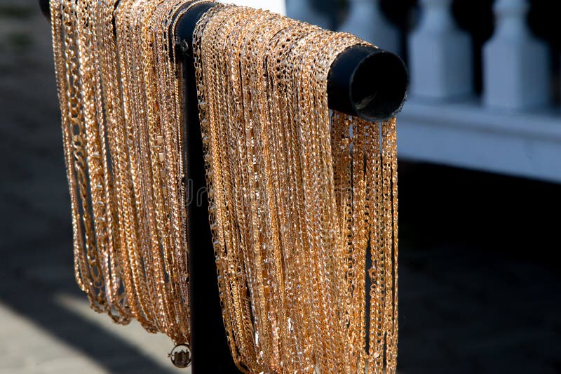 Gold Chain on the Neck of the Girl, Stock Image - Image of love, frame ...