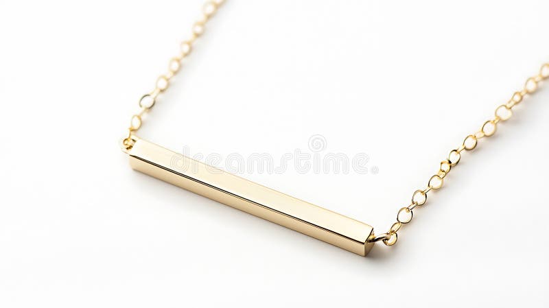 Gold Chain Necklace with a Gold Bar Stock Image - Image of pendant ...