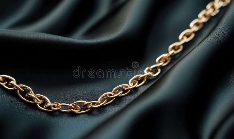 A Gold Chain Necklace is on a Black Background Stock Illustration ...