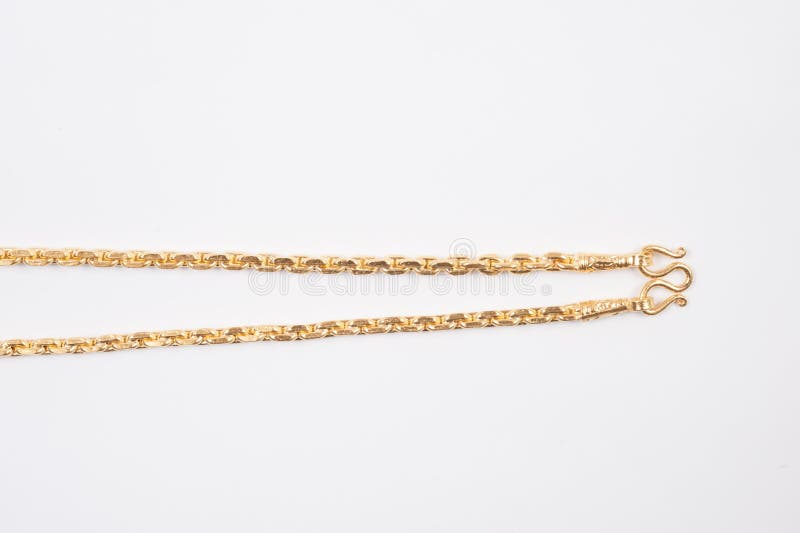 Gold Chain Necklace Isolated on White Background Stock Image - Image of ...