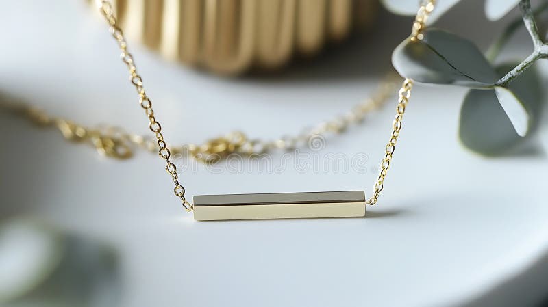 Gold Chain Necklace with a Silver Bar Stock Photo - Image of elegance ...